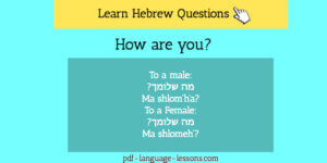 Learn 14 Basic Hebrew Questions. Answers & Translations